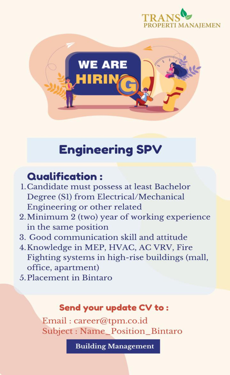 Karir | Trans Properti Manajemen